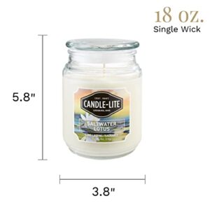 Candle-lite Scented Candles, Saltwater Lotus Fragrance, One 18 oz. Single-Wick Aromatherapy Candle with 110 Hours of Burn Time, White Color