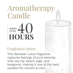 Candle-lite Scented Candles, Saltwater Lotus Fragrance, One 18 oz. Single-Wick Aromatherapy Candle with 110 Hours of Burn Time, White Color