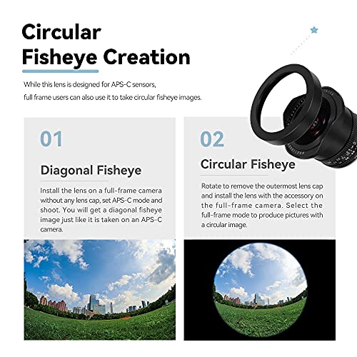 TTArtisan 7.5mm F2.0 Fisheye Lens with 180° Angle of View Compatible with Canon EOS-M Mount Cameras Like M1, M2, M3, M5,M6, M10, M50, M100