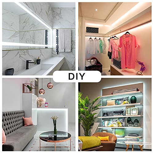 DAYBETTER White LED Strip Light, 40ft Dimmable Bright Rope Light, 6500K 24V Light Strips, 720 LEDs 2835 Tape Lights for Bedroom, Kitchen, Mirror, Home Decoration