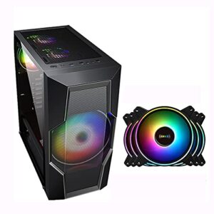 computer cases,mid-tower pc gaming case atx/m-atx/itx - front i/o usb 3.0 port - acrylic glass side panel - 200mm big fanm - 5 rgb fans (color : black)