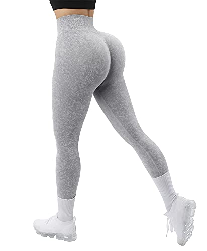 RXRXCOCO Women Seamless Butt Lifting Leggings TIK Tok Booty Lifting Leggings for Women Workout Gym High Waisted Yoga Pants Grey Medium