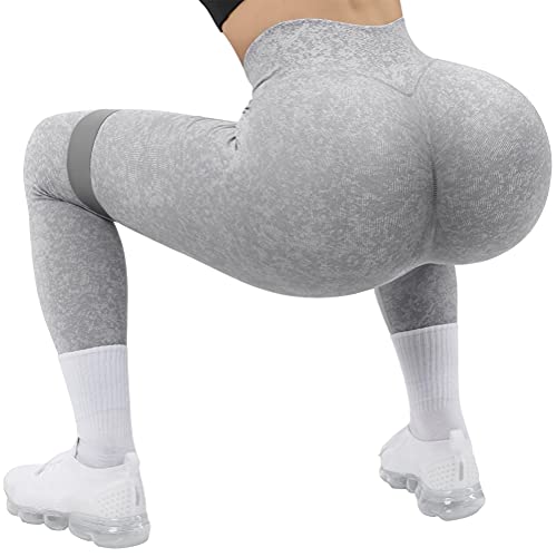 RXRXCOCO Women Seamless Butt Lifting Leggings TIK Tok Booty Lifting Leggings for Women Workout Gym High Waisted Yoga Pants Grey Medium