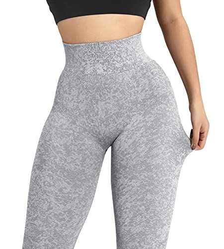 RXRXCOCO Women Seamless Butt Lifting Leggings TIK Tok Booty Lifting Leggings for Women Workout Gym High Waisted Yoga Pants Grey Medium