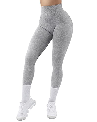 RXRXCOCO Women Seamless Butt Lifting Leggings TIK Tok Booty Lifting Leggings for Women Workout Gym High Waisted Yoga Pants Grey Medium