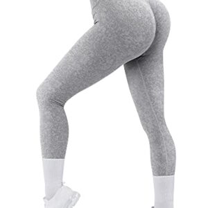 RXRXCOCO Women Seamless Butt Lifting Leggings TIK Tok Booty Lifting Leggings for Women Workout Gym High Waisted Yoga Pants Grey Medium