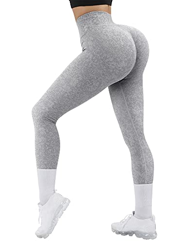 RXRXCOCO Women Seamless Butt Lifting Leggings TIK Tok Booty Lifting Leggings for Women Workout Gym High Waisted Yoga Pants Grey Medium