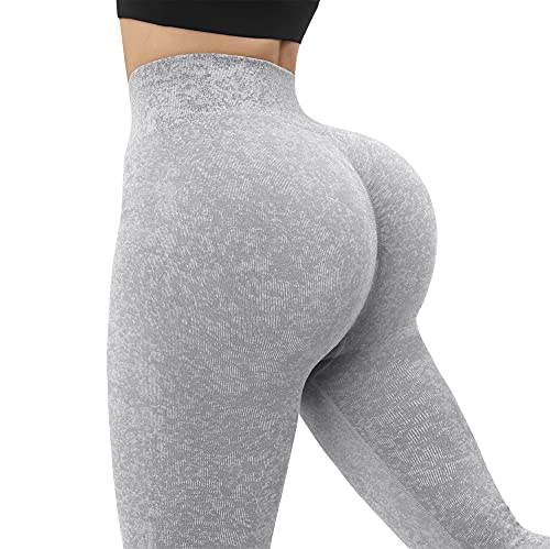 RXRXCOCO Women Seamless Butt Lifting Leggings TIK Tok Booty Lifting Leggings for Women Workout Gym High Waisted Yoga Pants Grey Medium