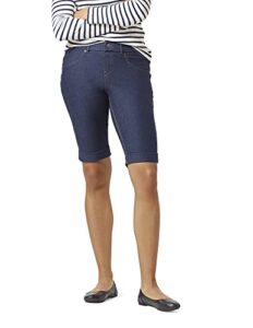 hue women's cuffed essential denim shorts, deep indigo wash, x-large