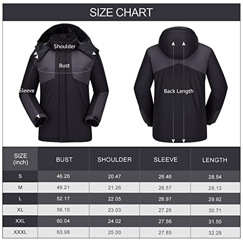 CAMEL CROWN Men's Waterproof Ski Jacket Warm Winter Snow Coat Mountain Windbreaker Hooded Raincoat Snowboarding Jacket