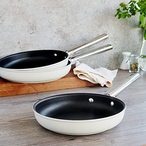 Smeg CKFF2801CRM Frying Pan 28cm Cream, Non-Stick, Aluminium, Patented Base