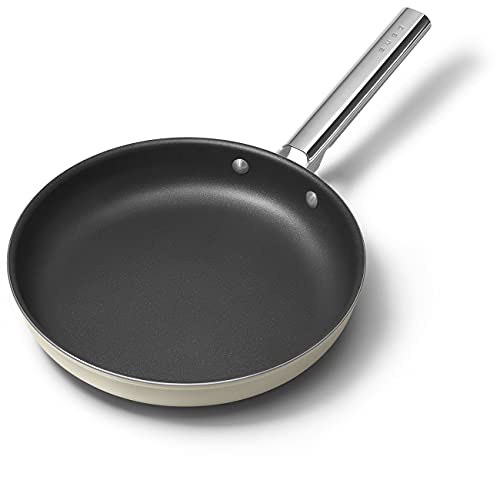 Smeg CKFF2801CRM Frying Pan 28cm Cream, Non-Stick, Aluminium, Patented Base