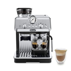 de’longhi la specialista arte ec9155mb, espresso machine with grinder, bean to cup coffee & cappuccino maker with professional steamer, my latte art milk frother,barista ss kit included, 1450w, metal