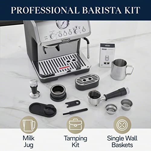 De’Longhi La Specialista Arte EC9155MB, Espresso Machine with Grinder, Bean to Cup Coffee & Cappuccino Maker with Professional Steamer, My Latte Art Milk Frother,Barista SS Kit Included, 1450W, Metal