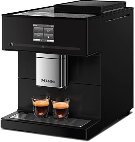 Miele NEW CM 7750 CoffeeSelect Automatic Wifi Coffee Maker & Espresso Machine Combo, 2.2 liter Obsidian Black - Grinder, Milk Frother, Cup Warmer, Glass Milk Container, Select From Multiple Beans