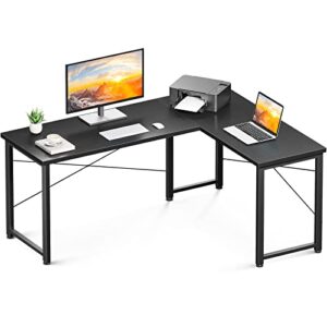 coleshome 61" l shaped desk computer desk, l desk computer corner desk for home office gaming writing workstation, space-saving, easy to assemble