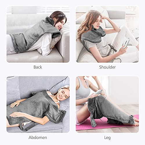 Comfier Large Heating Pad for Back Pain Relief,Soft Flannel Fast Heating Pads for Neck and Shoulders,Electric Heated Wrap,3 Heat Levels & 90-Mins Auto Shut Off,Machine Washable,Gifts for Dad,Women,Men