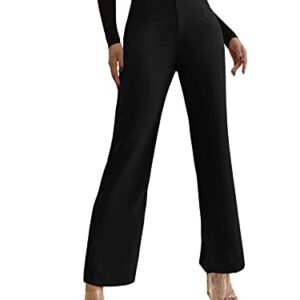 SweatyRocks Women's Elegant High Waist Solid Long Pants Office Trousers Solid Black S