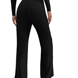 SweatyRocks Women's Elegant High Waist Solid Long Pants Office Trousers Solid Black S