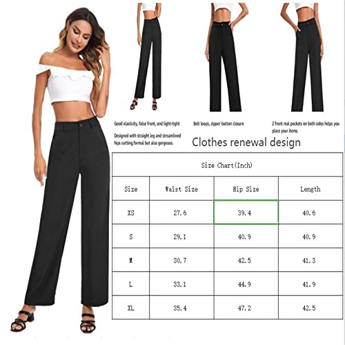 SweatyRocks Women's Elegant High Waist Solid Long Pants Office Trousers Solid Black S