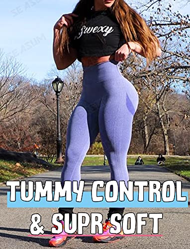 SEASUM Seamless Leggings for Women Scrunch Butt Lifting Booty High Waisted Workout Gym Yoga Pants Tights XS