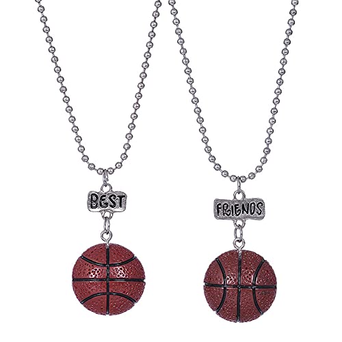 BFF Best Friends Necklace for Women Men Sport Ball Basketball Friendship Necklace Pendant 2 Girls Graduation Gift Jewelry