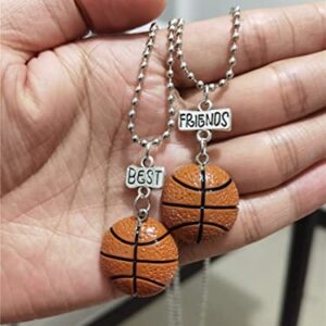 BFF Best Friends Necklace for Women Men Sport Ball Basketball Friendship Necklace Pendant 2 Girls Graduation Gift Jewelry