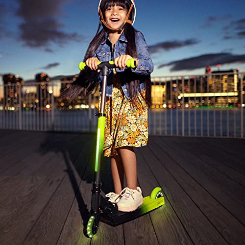 Jetson Scooters - Juno Kick Scooter (Electric Yellow) - Collapsible Portable Kids Push Scooter - Lightweight Folding Design with High Visibility RGB Light Up LEDs on Stem and Wheels