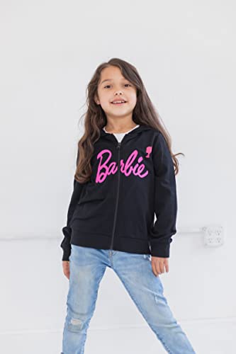 Barbie Little Girls French Terry Zip-Up Hoodie Black 7-8