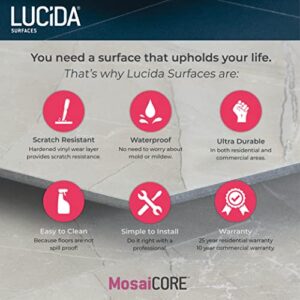 Lucida Surfaces Luxury Vinyl Floor Tiles | Glue Down Adhesive Flooring | Marble Look Rhombus Shaped Tile | MosaiCore | Single Sample Tile