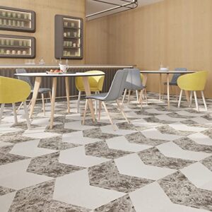 Lucida Surfaces Luxury Vinyl Floor Tiles | Glue Down Adhesive Flooring | Marble Look Rhombus Shaped Tile | MosaiCore | Single Sample Tile