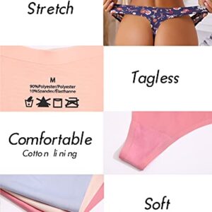 ROSYCORAL 10 Pack Seamless Thongs for Women Breathable Low Rise Panties Invisible Hipster Underwear Thong No Show (M)