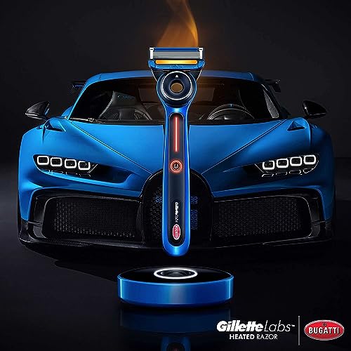 Gillette Heated Razor for Men, Bugatti Limited Edition Shave Kit by GilletteLabs, 1 Handle, 2 Razor Blade Refills, 1 Cleaning Cloth, 1 Charging Dock