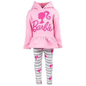 Barbie Little Girls Peplum Fleece Hoodie & Peplum Leggings Pink 7-8