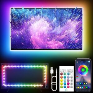 kantutoe led lights for tv, 16.4ft tv led lights for 45-75 inch, rgb tv lights backlight behind, music sync bluetooth app and remote control tv led strip lights usb powered for bedroom/gaming