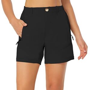 evioset womens 5 inch hiking shorts quick dry water resistant stretch athletic golf shorts with zipper pockets black s