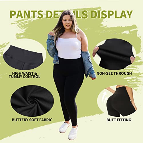 NexiEpoch Leggings for Women Plus Size-High Waisted L-XL-3XL Tummy Control Soft Capri Yoga Pants for Workout Running