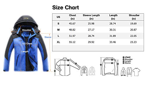 Keevoom Men's Waterproof Ski Jacket Winter Warm Snow Coat Windproof Mountain Raincoat Snowboarding Hooded Jackets for Mens (Black,M)