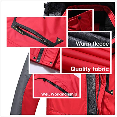 Keevoom Men's Waterproof Ski Jacket Winter Warm Snow Coat Windproof Mountain Raincoat Snowboarding Hooded Jackets for Mens (Black,M)