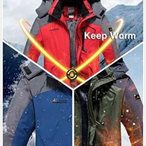 Keevoom Men's Waterproof Ski Jacket Winter Warm Snow Coat Windproof Mountain Raincoat Snowboarding Hooded Jackets for Mens (Black,M)