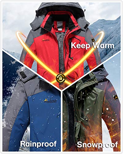 Keevoom Men's Waterproof Ski Jacket Winter Warm Snow Coat Windproof Mountain Raincoat Snowboarding Hooded Jackets for Mens (Black,M)