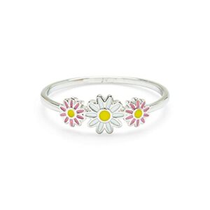 pura vida silver disney daisy duck enamel ring - brass base band, rhodium plating - size 7