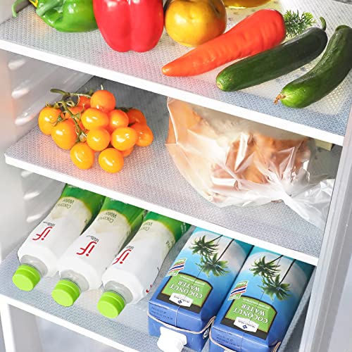 BAKHUK 9pcs Refrigerator Mats Refrigerator Liners Refrigerator Pads, Refrigerator Liners for Shelves Washable Fridge Liners, Drawer Table Placemats for Kitchen, Clear, 11x17.7 Inches