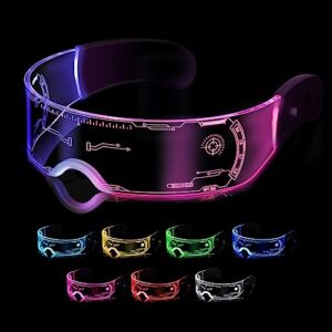 clzfxs led glasses light up glasses led visor glasses 7 colors and 5 modes, luminous glasses for halloween cosplay party bar (futuristic)