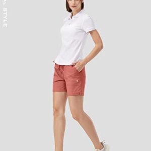 G Gradual Women's 5" Hiking Cargo Shorts Quick Dry Athletic Shorts for Women with Pockets for Golf Workout Walking(Brick Red M)