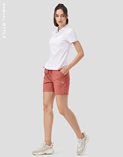 G Gradual Women's 5" Hiking Cargo Shorts Quick Dry Athletic Shorts for Women with Pockets for Golf Workout Walking(Brick Red M)