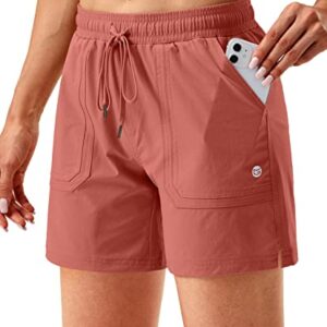 G Gradual Women's 5" Hiking Cargo Shorts Quick Dry Athletic Shorts for Women with Pockets for Golf Workout Walking(Brick Red M)