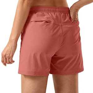 G Gradual Women's 5" Hiking Cargo Shorts Quick Dry Athletic Shorts for Women with Pockets for Golf Workout Walking(Brick Red M)