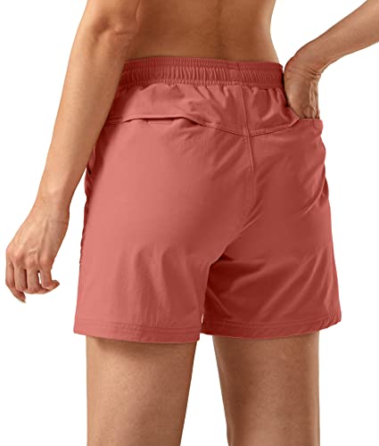 G Gradual Women's 5" Hiking Cargo Shorts Quick Dry Athletic Shorts for Women with Pockets for Golf Workout Walking(Brick Red M)