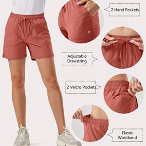 G Gradual Women's 5" Hiking Cargo Shorts Quick Dry Athletic Shorts for Women with Pockets for Golf Workout Walking(Brick Red M)